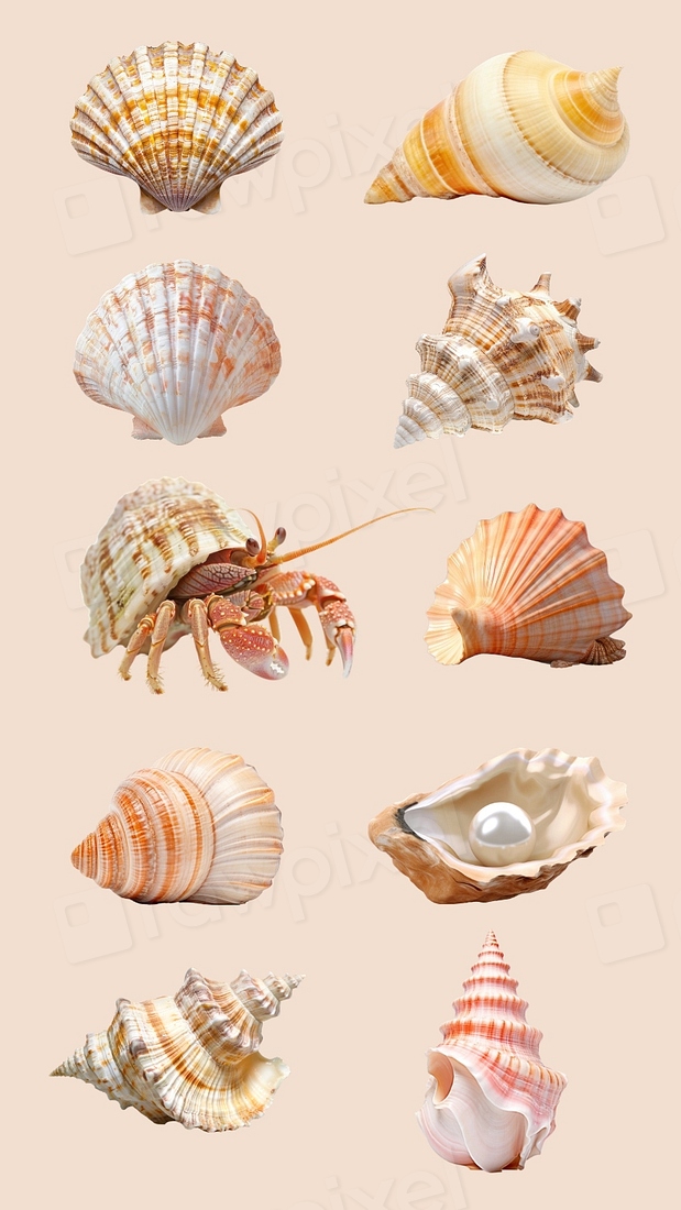 Editable seashell design element set | Premium Editable Design - rawpixel