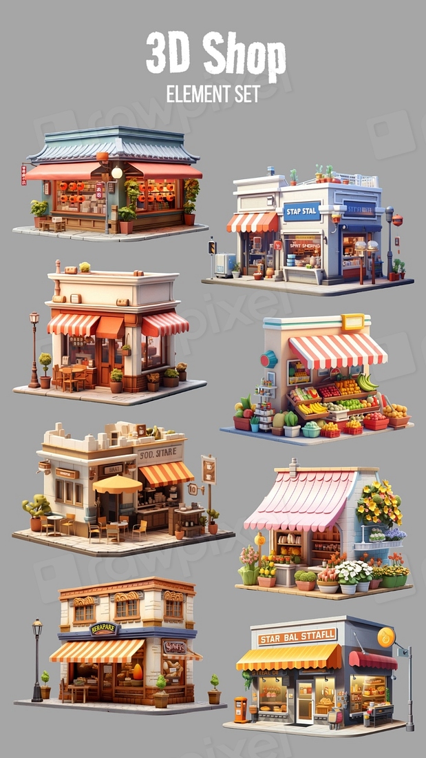 Editable 3D shop design element | Premium Editable Design - rawpixel