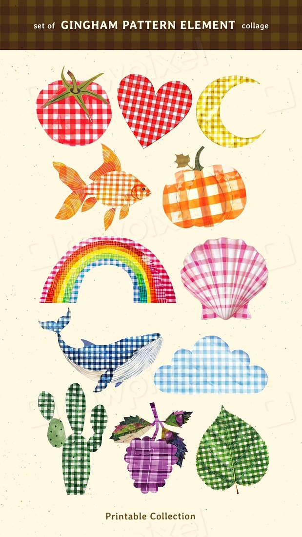Editable Gingham collage design element | Premium Editable Design ...