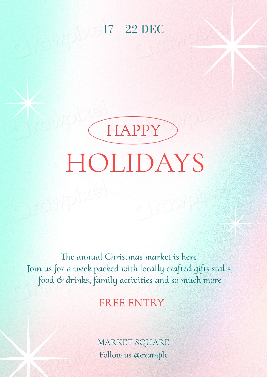 Happy holidays poster template, editable | Free Editable Template ...