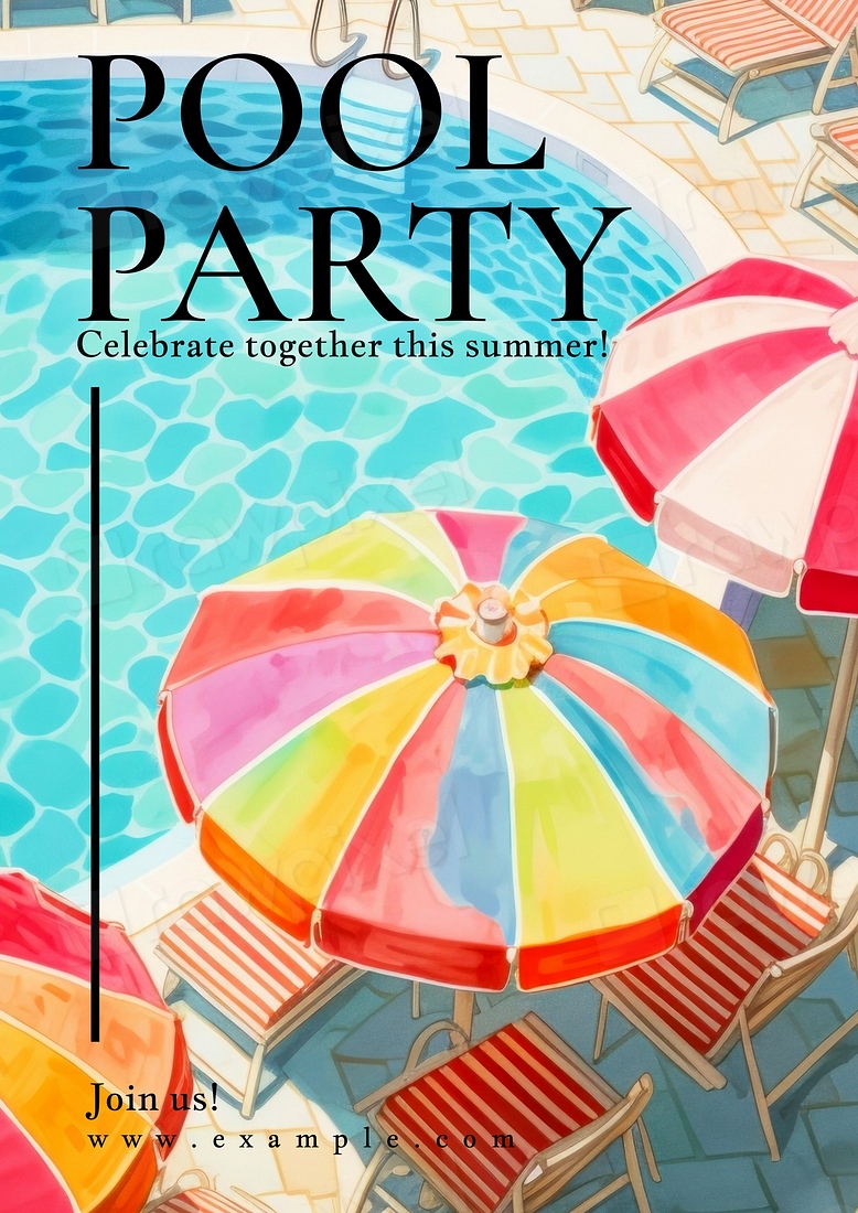 Pool party poster template | Free Photo - rawpixel