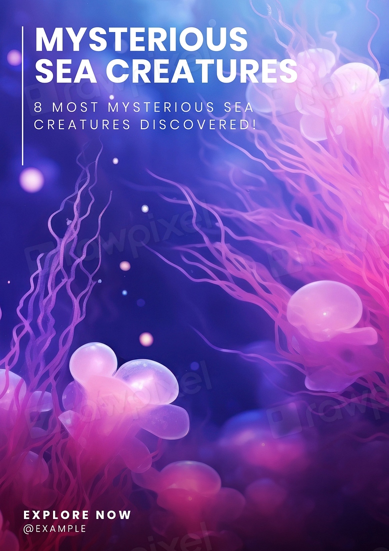 Mysterious sea creatures poster template | Free Photo - rawpixel