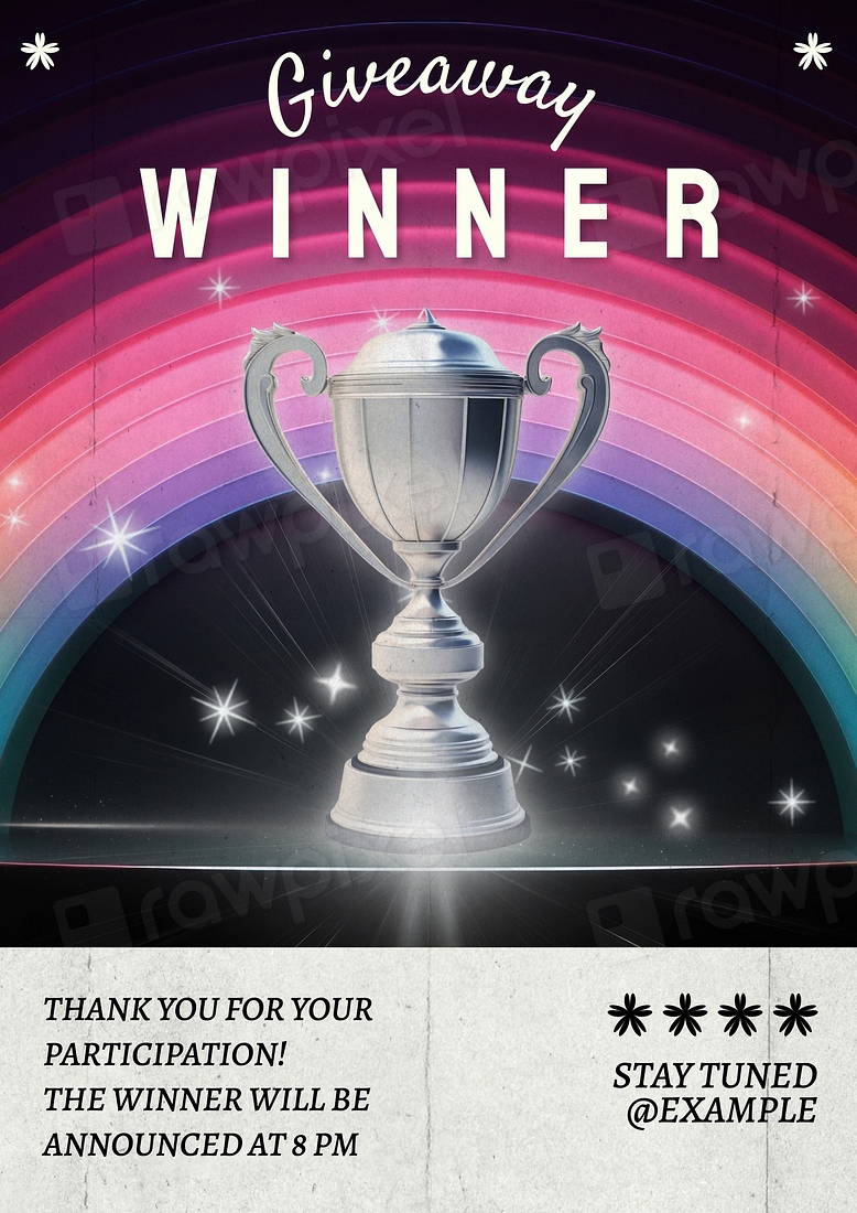 Giveaway winner poster template | Free Photo - rawpixel