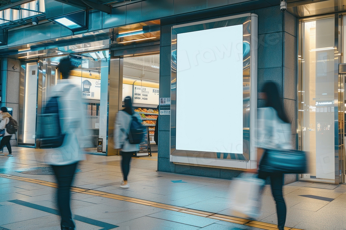 Stand billboard mockup walking people | Premium Photo - rawpixel