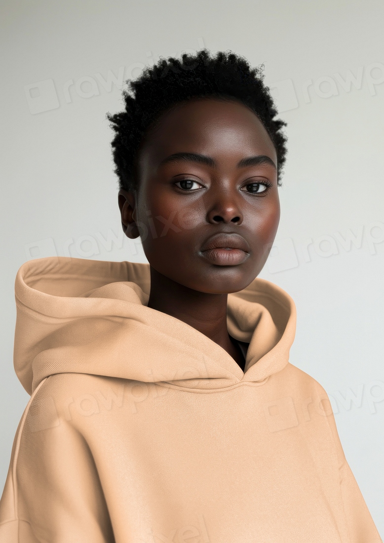 Women's beige hoodie mockup psd | Premium PSD Mockup - rawpixel