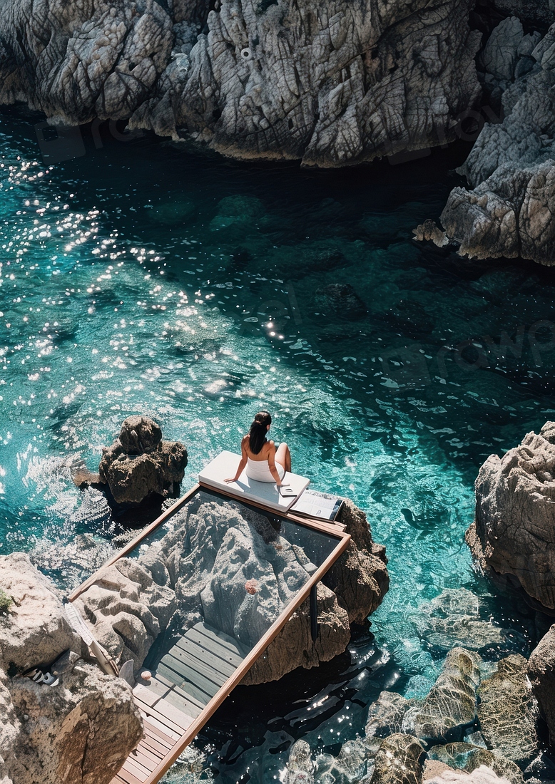 Private beach club water woman | Free Photo - rawpixel