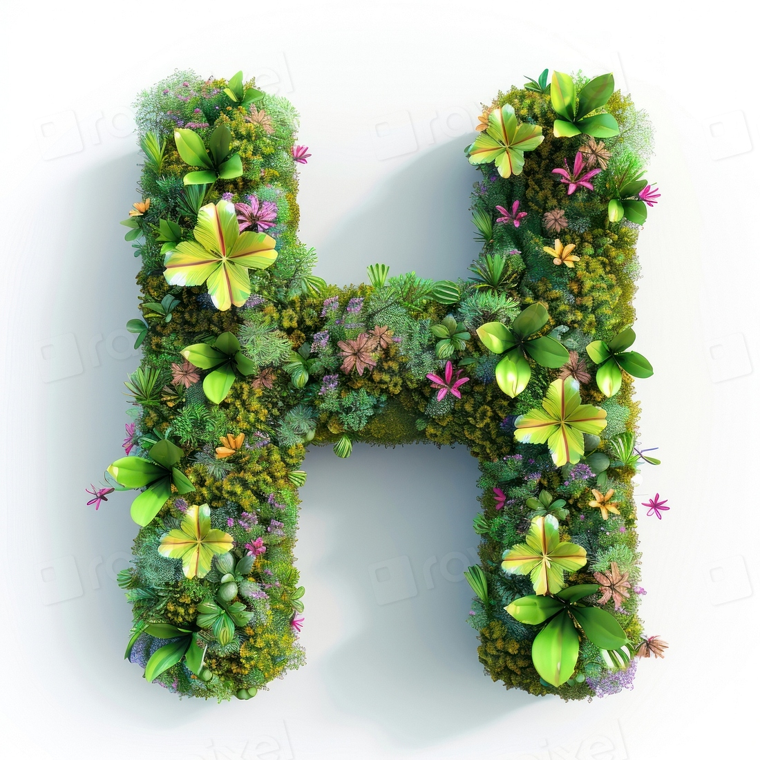 H letter flower nature green. | Free Photo Illustration - rawpixel