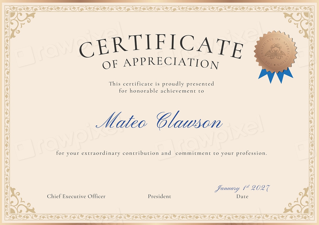 Editable formal certificate template, beige | Free Photo - rawpixel
