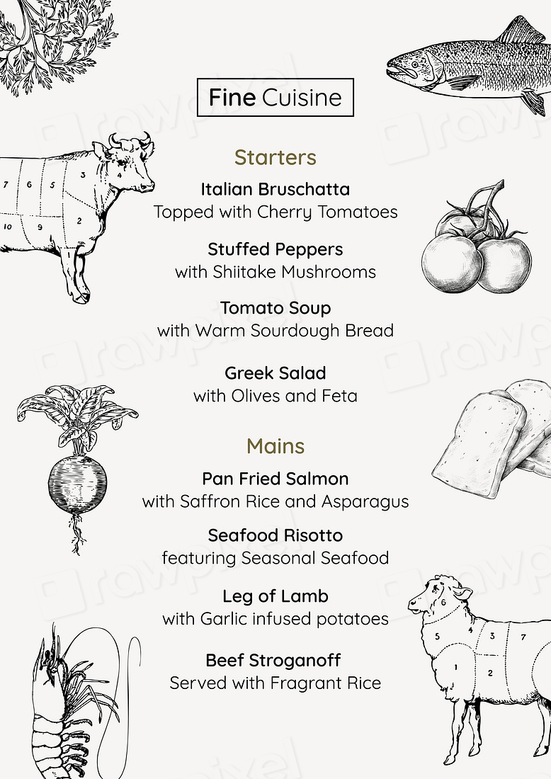 Restaurant menu template | Free Photo - rawpixel