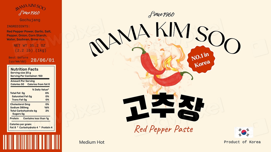 Gochujang label template | Free Photo - rawpixel