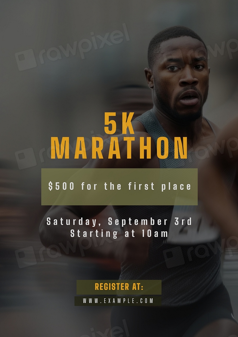 5k marathon poster template | Free Photo - rawpixel