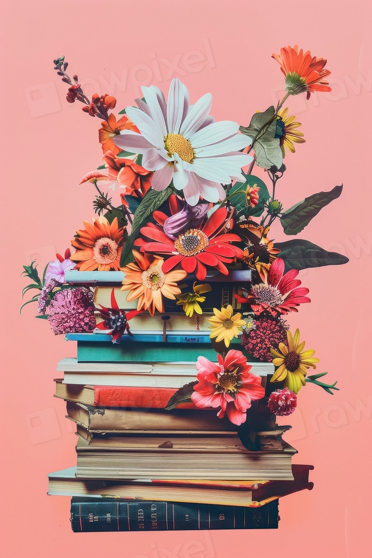 Book pile art publication asteraceae. | Free Photo Illustration - rawpixel