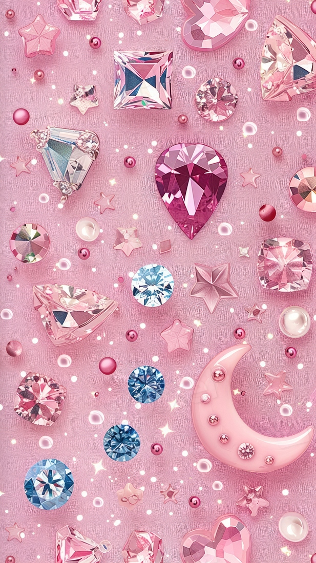 Pink background gemstone diamond accessories. | Free Photo Illustration ...