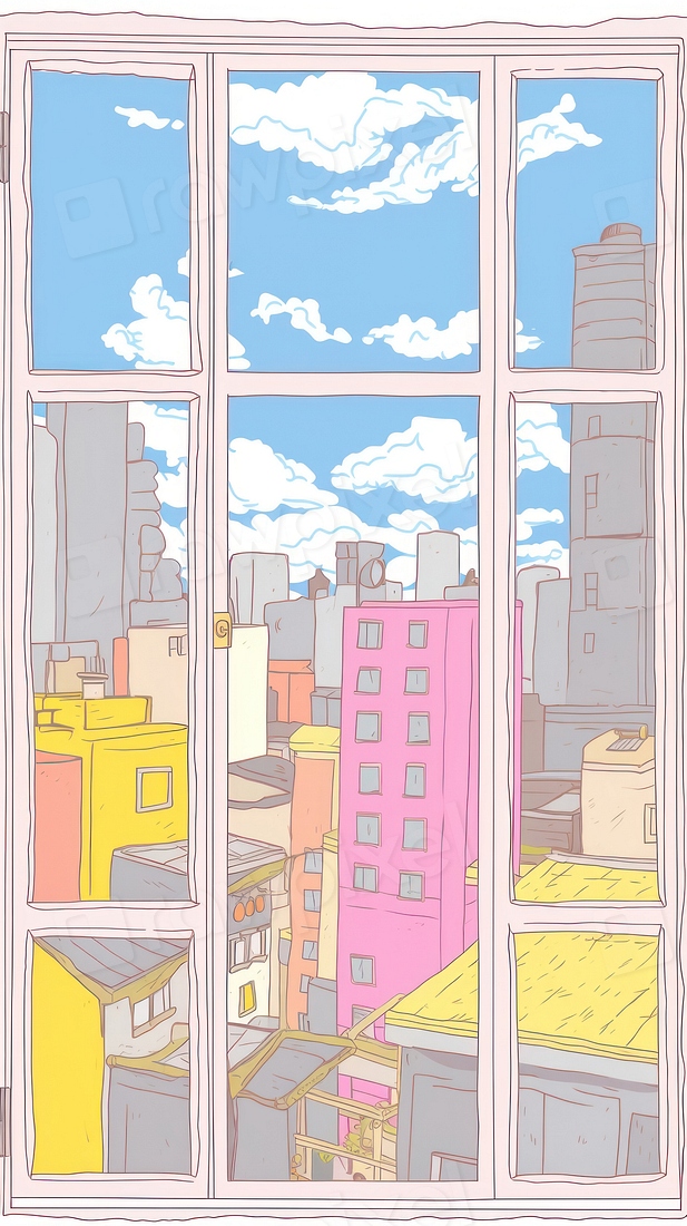 Japan anime window view city | Free Photo Illustration - rawpixel