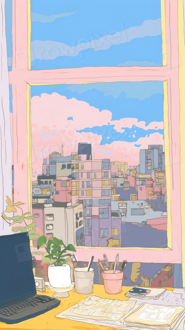 Japan anime desk window art | Free Photo Illustration - rawpixel