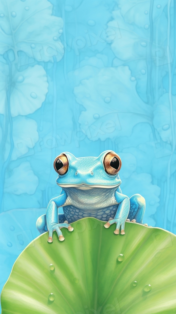 Wallpaper blue frog amphibian wildlife | Free Photo Illustration - rawpixel