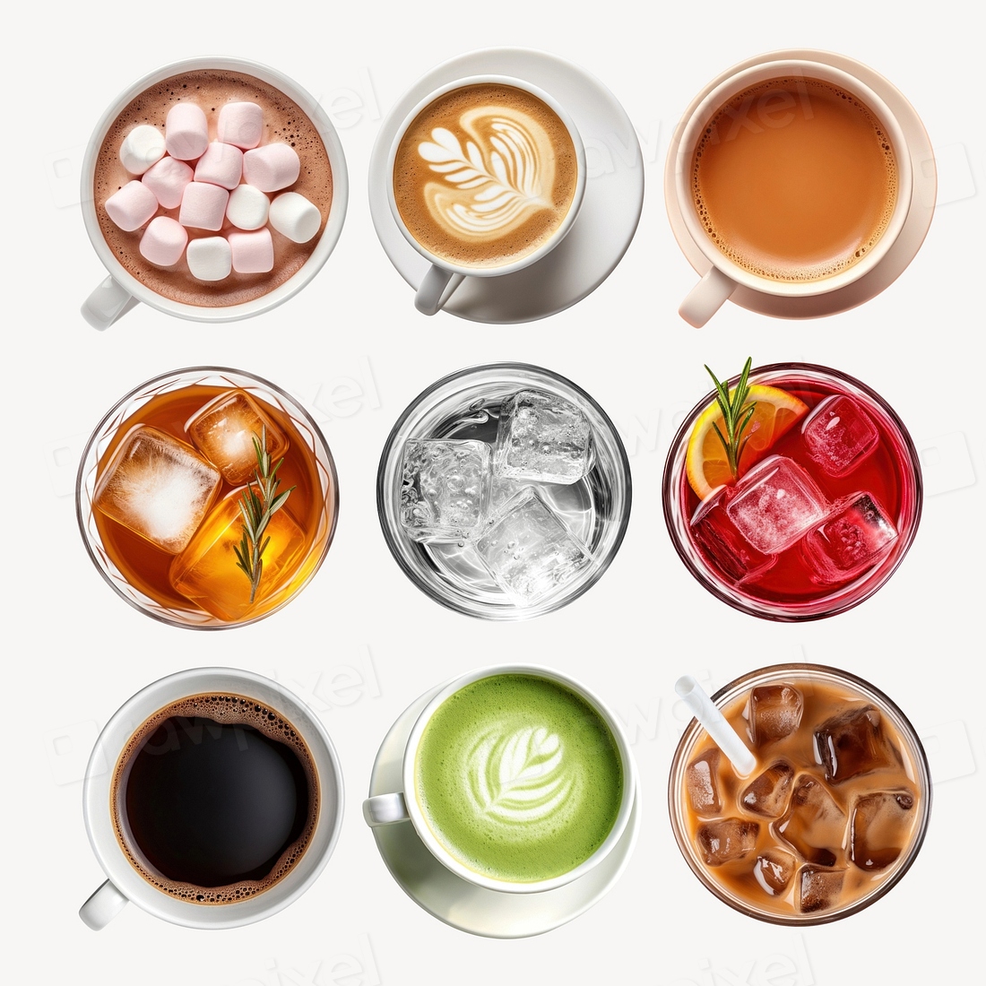 Top view drinks design element | Free Photo - rawpixel