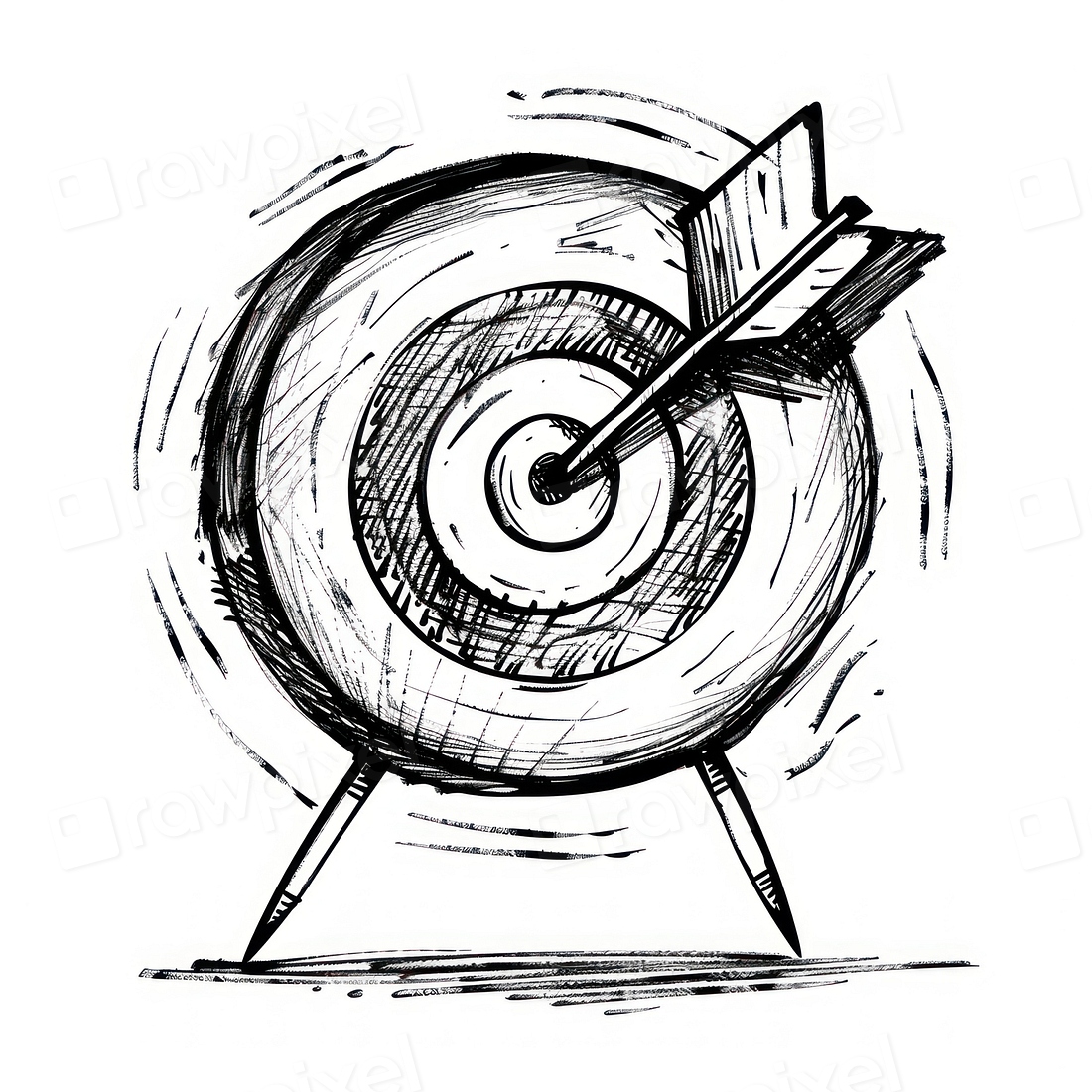 Hand-drawn target with arrow | Free Photo Illustration - rawpixel
