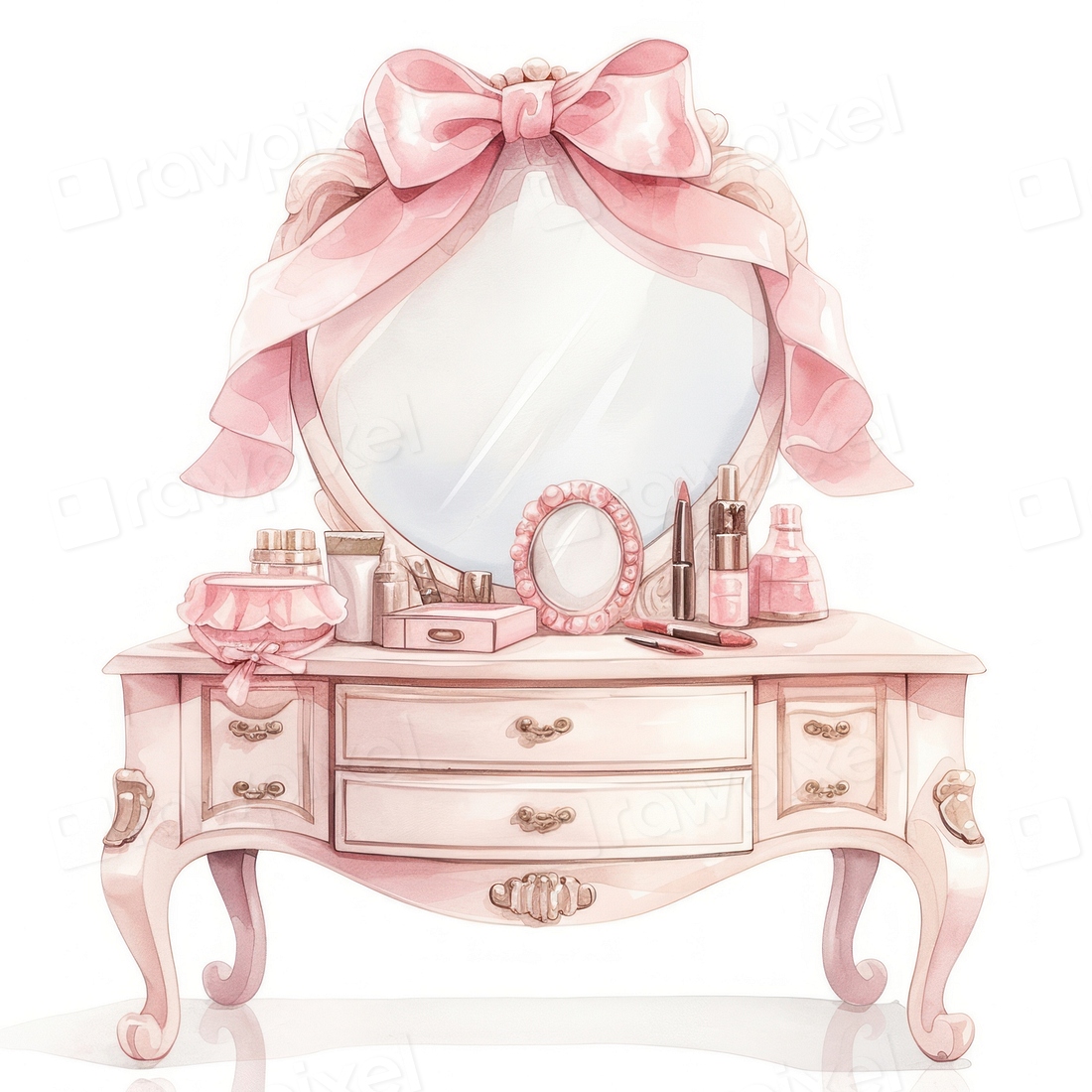 Elegant vanity with makeup accessories | Premium Photo Illustration ...