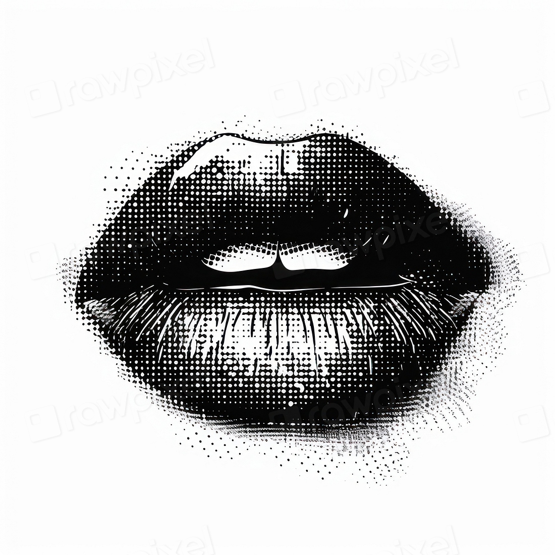 Vintage halftone lips illustration | Free Photo Illustration - rawpixel