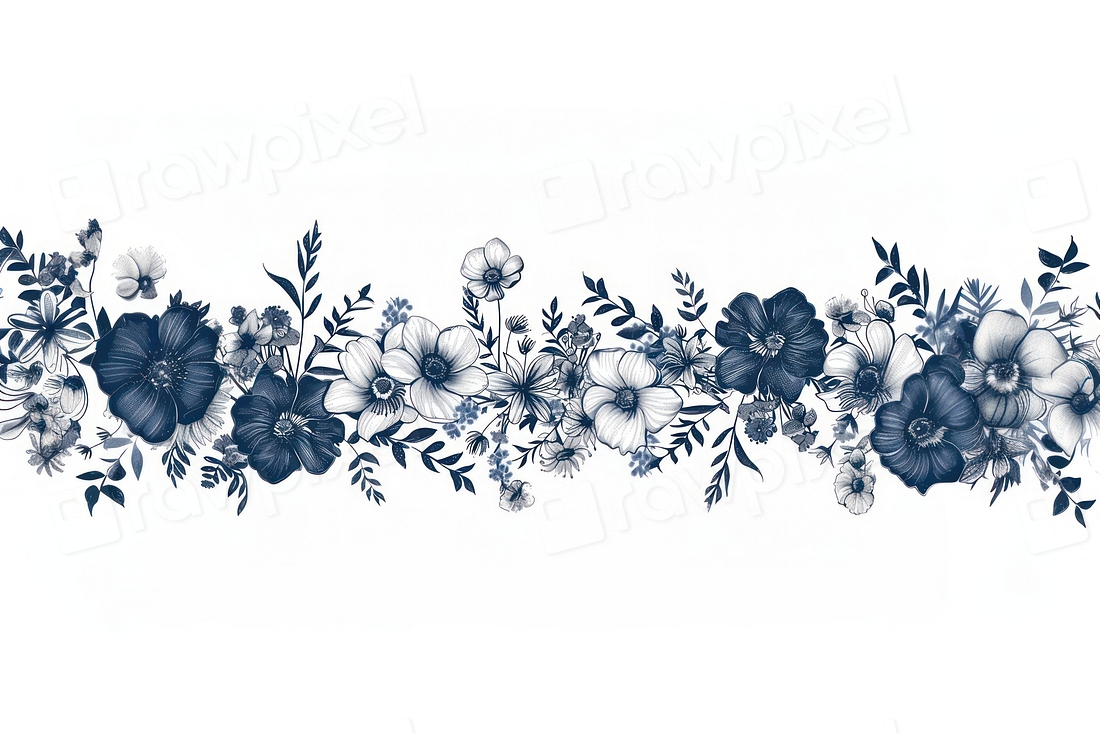 Elegant monochrome floral border | Free Photo Illustration - rawpixel