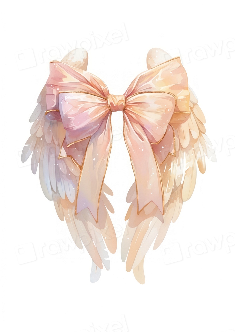 Elegant angel wings bow illustration | Free Photo Illustration - rawpixel