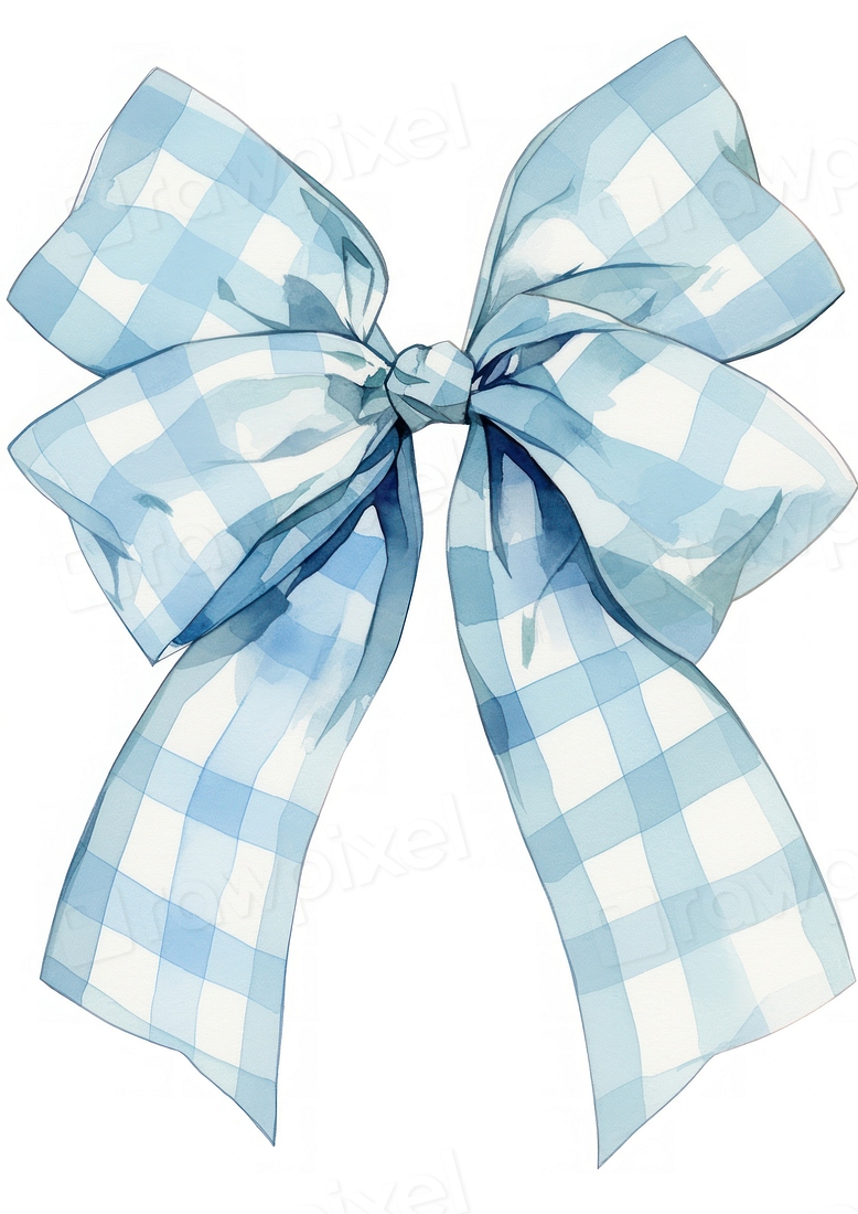 Blue checkered ribbon bow | Free Photo Illustration - rawpixel