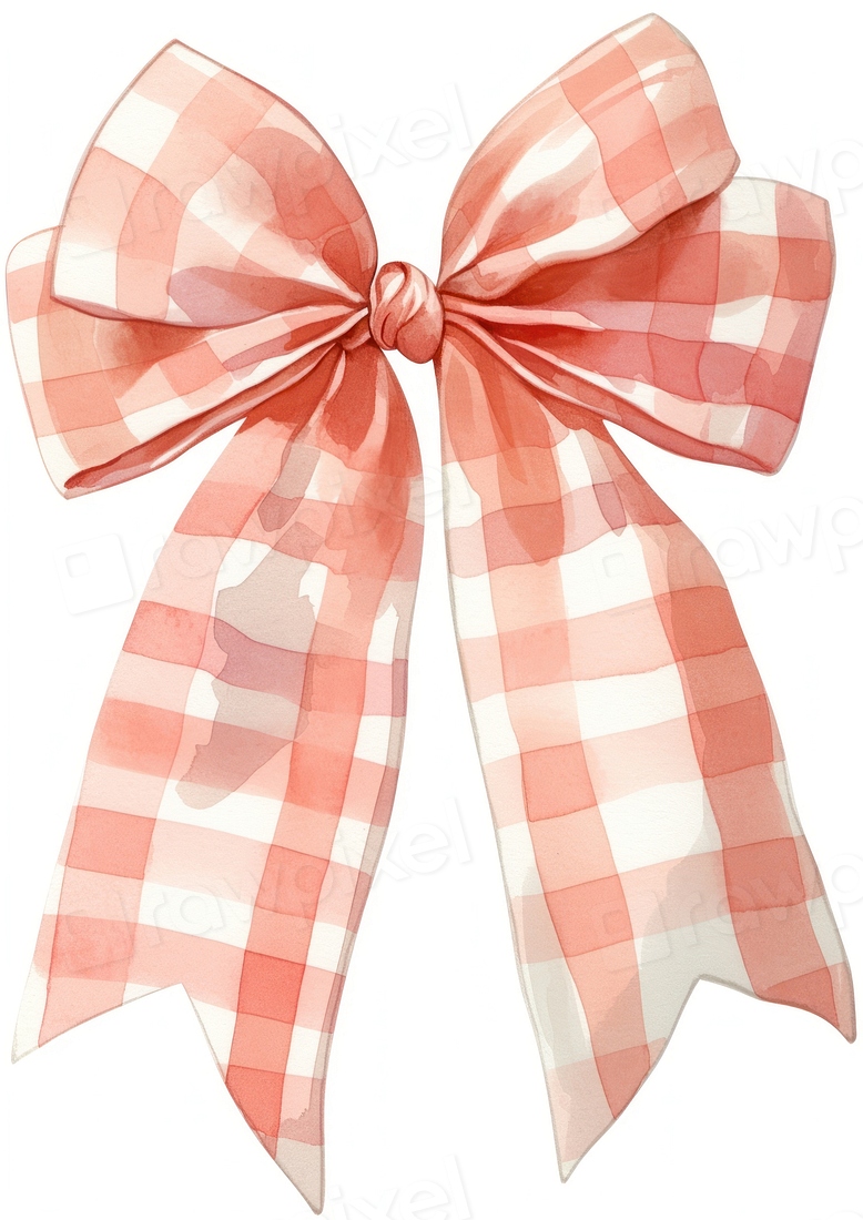 Elegant pink checkered bow | Free Photo Illustration - rawpixel