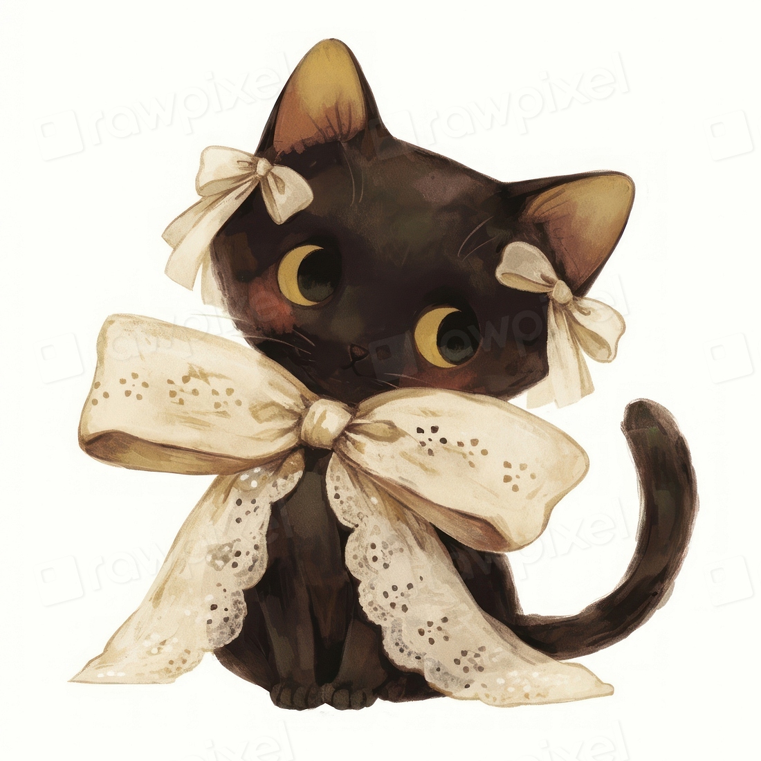 Adorable black cat illustration | Free Photo Illustration - rawpixel