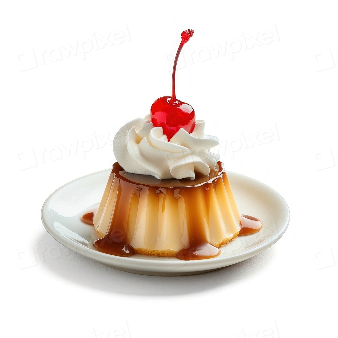 Caramel flan with whipped cream | Free Photo - rawpixel