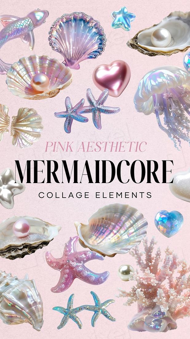 Mermaidcore design element set | Free Photo - rawpixel