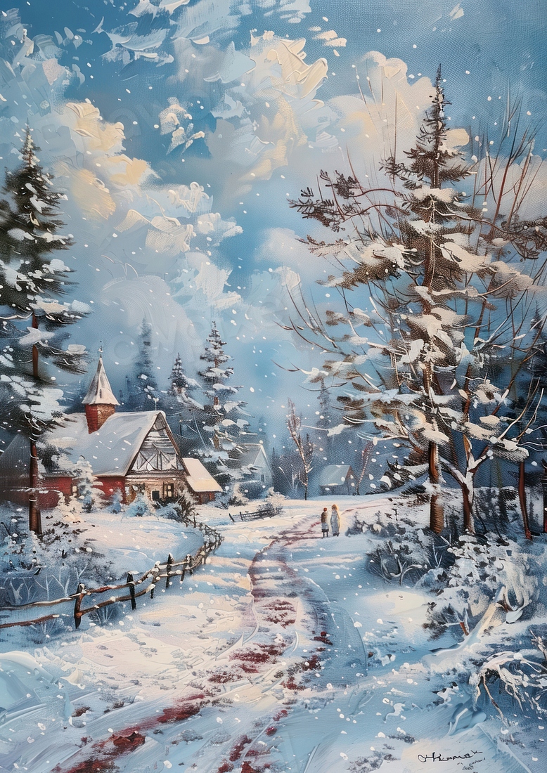 Winter wonderland scenic painting | Free Photo Illustration - rawpixel