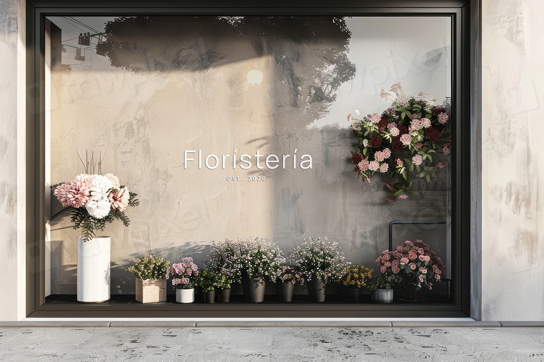 Flower shop window display mockup | Premium PSD Mockup - rawpixel