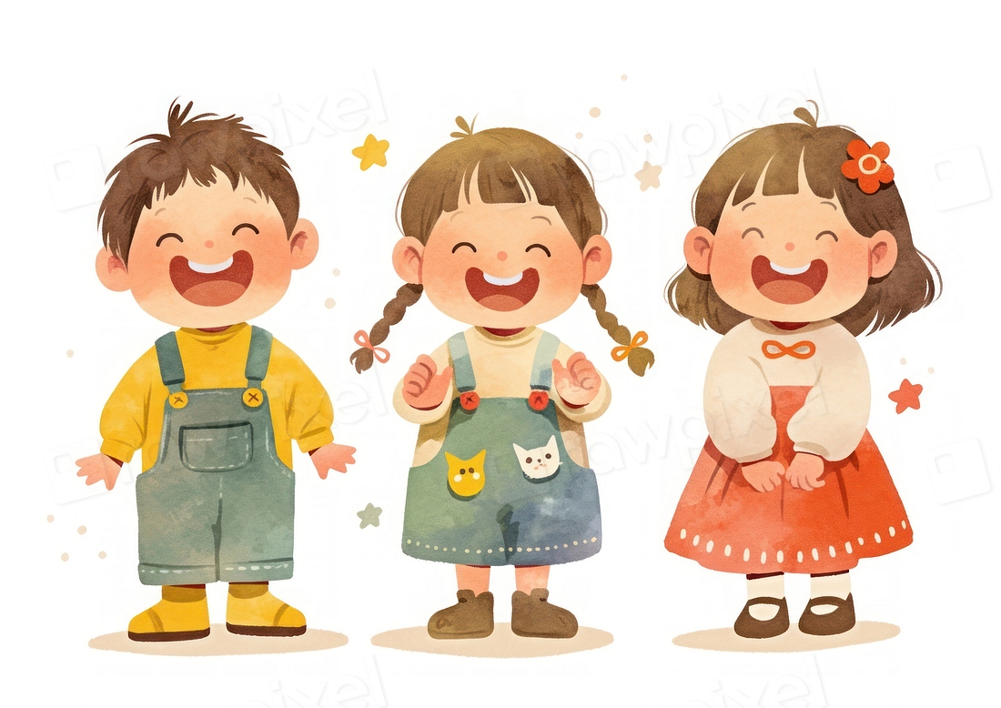 cute three kids expression illustration | Free Photo Illustration ...