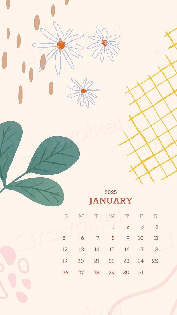 January 2025 calendar aesthetic illustration | Free Photo Illustration ...