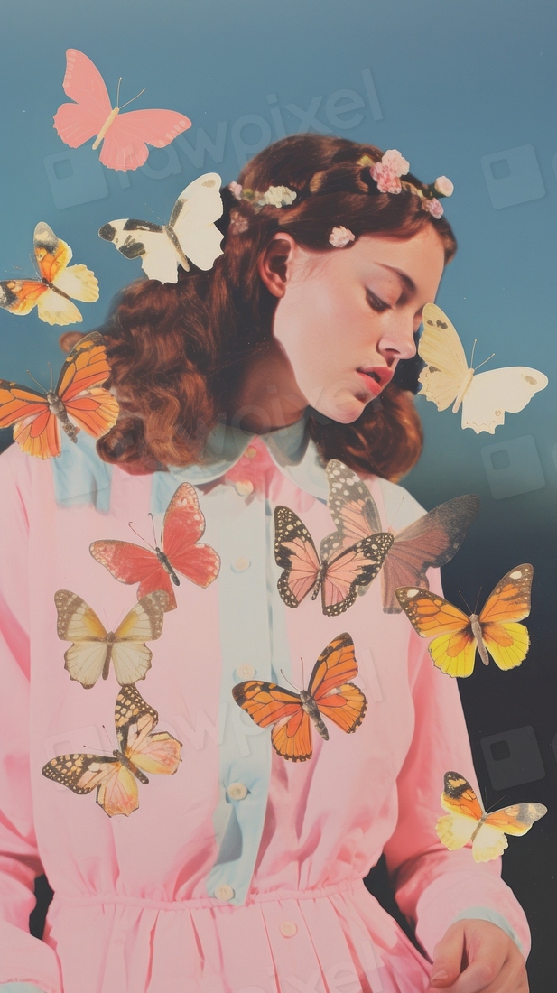 Butterfly art portrait painting design | Premium Photo Illustration ...