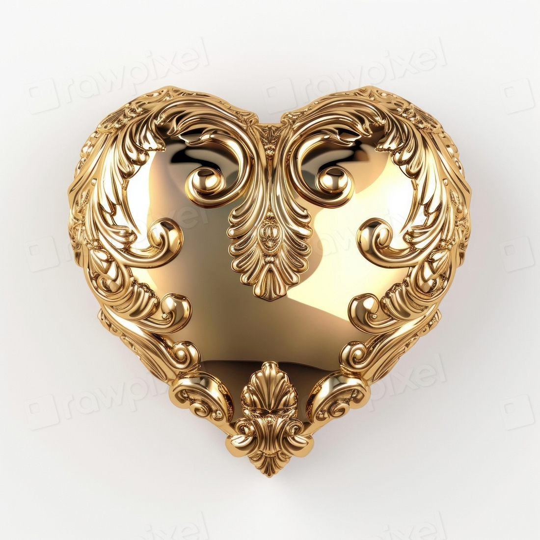 Rococo Heart gold jewelry locket | Free Photo Illustration - rawpixel