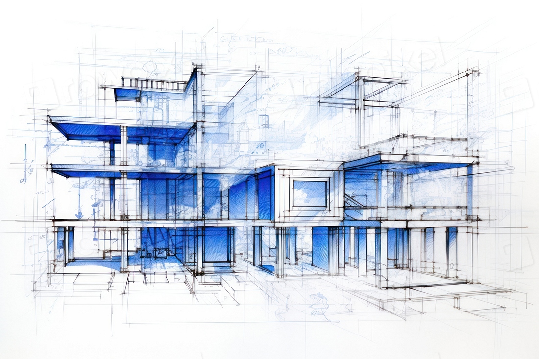 Building blueprint sketch drawing diagram | Free Photo Illustration ...