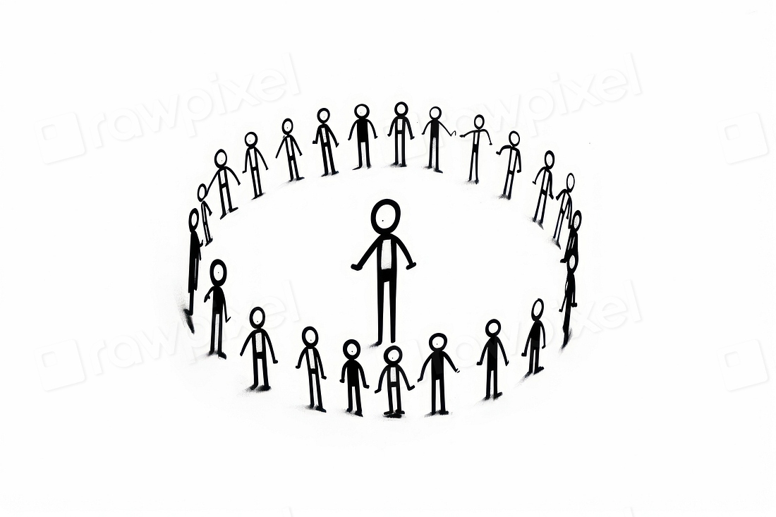 Group stickman drawing silhouette circle. | Free Photo Illustration ...