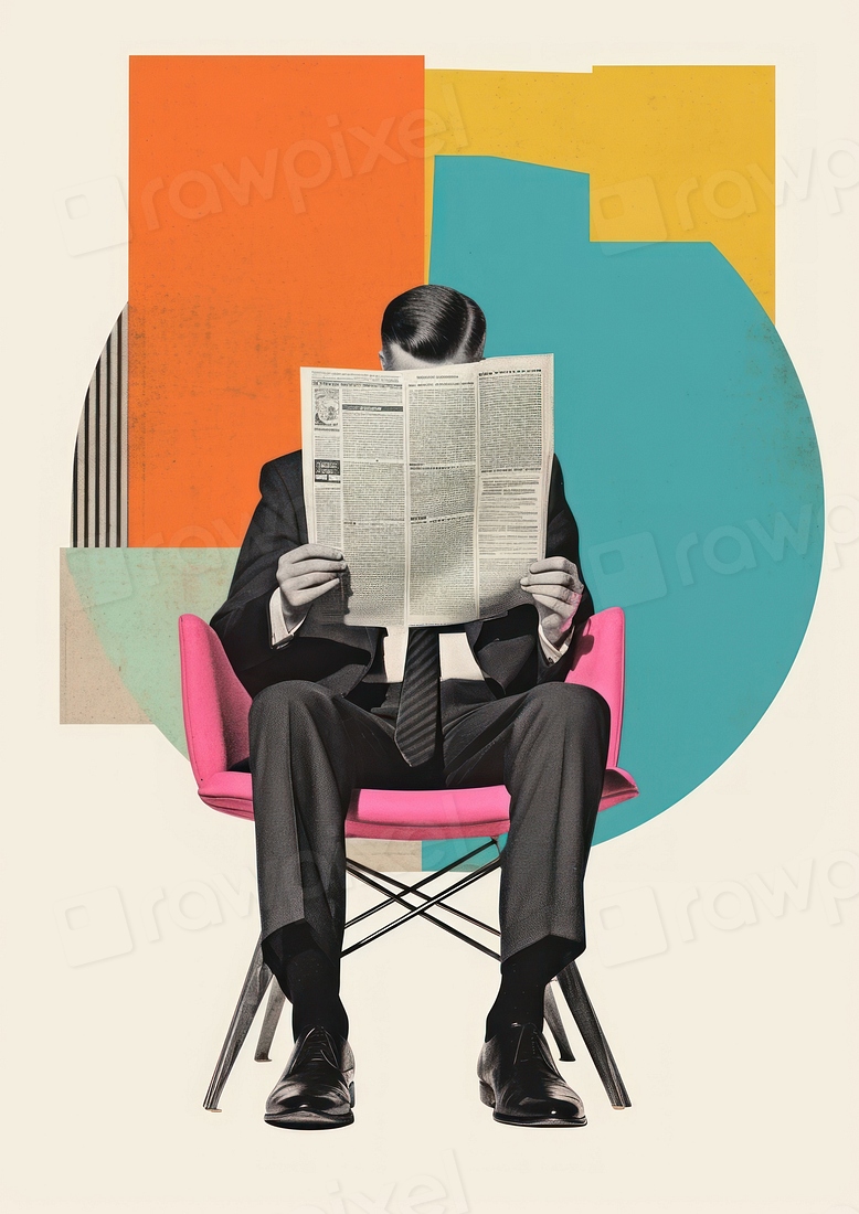 business man reading newspaper chair | Premium Photo Illustration ...