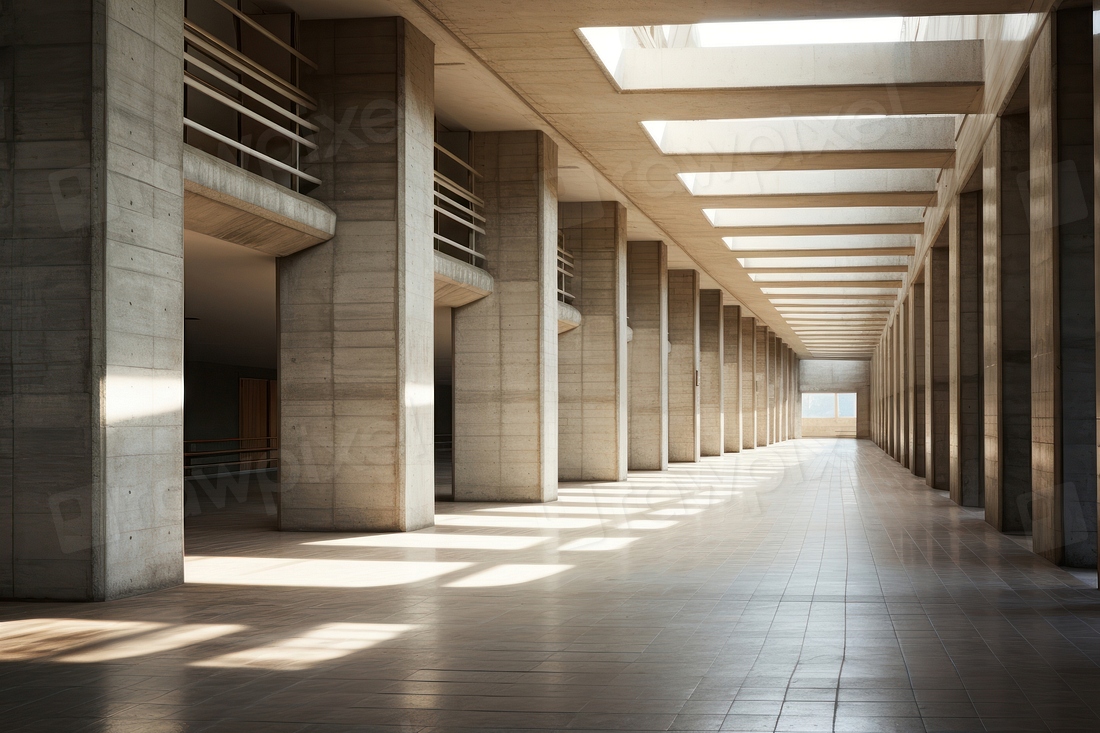 Brutalist corridor architecture building flooring. | Premium Photo ...