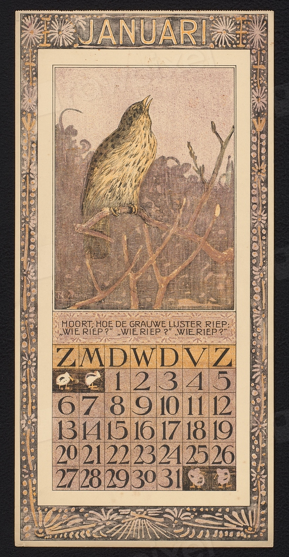 Kalenderblad voor januari 1907 met | Free Photo Illustration - rawpixel