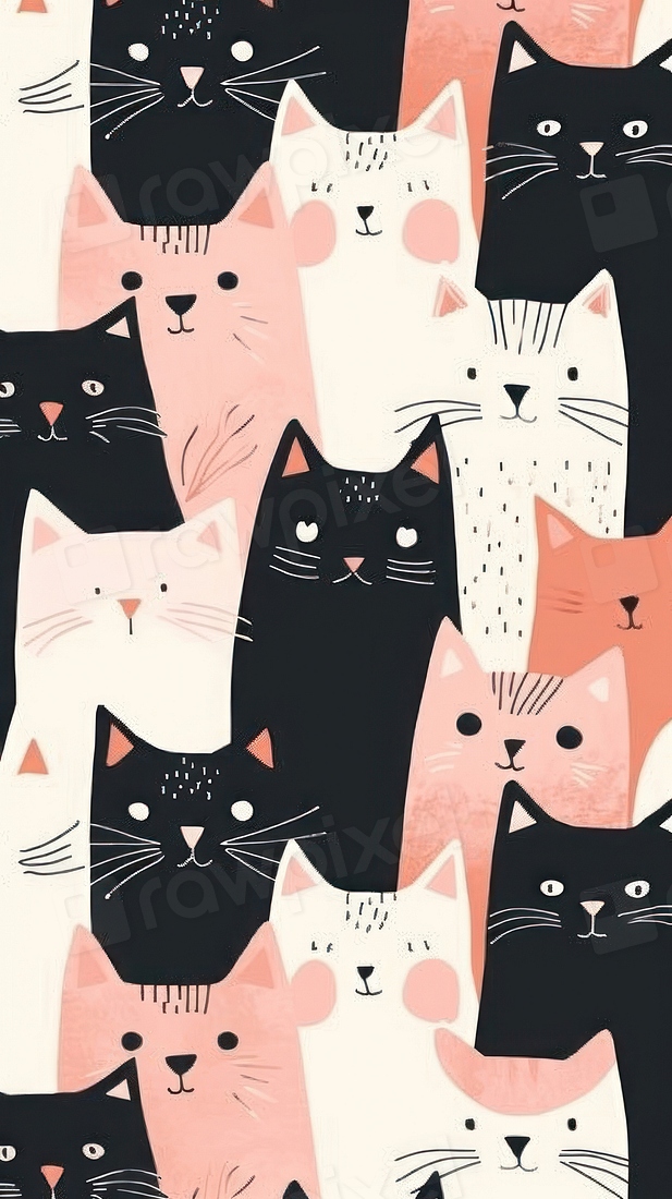 Kitty seamless pattern animal backgrounds. | Free Photo Illustration ...