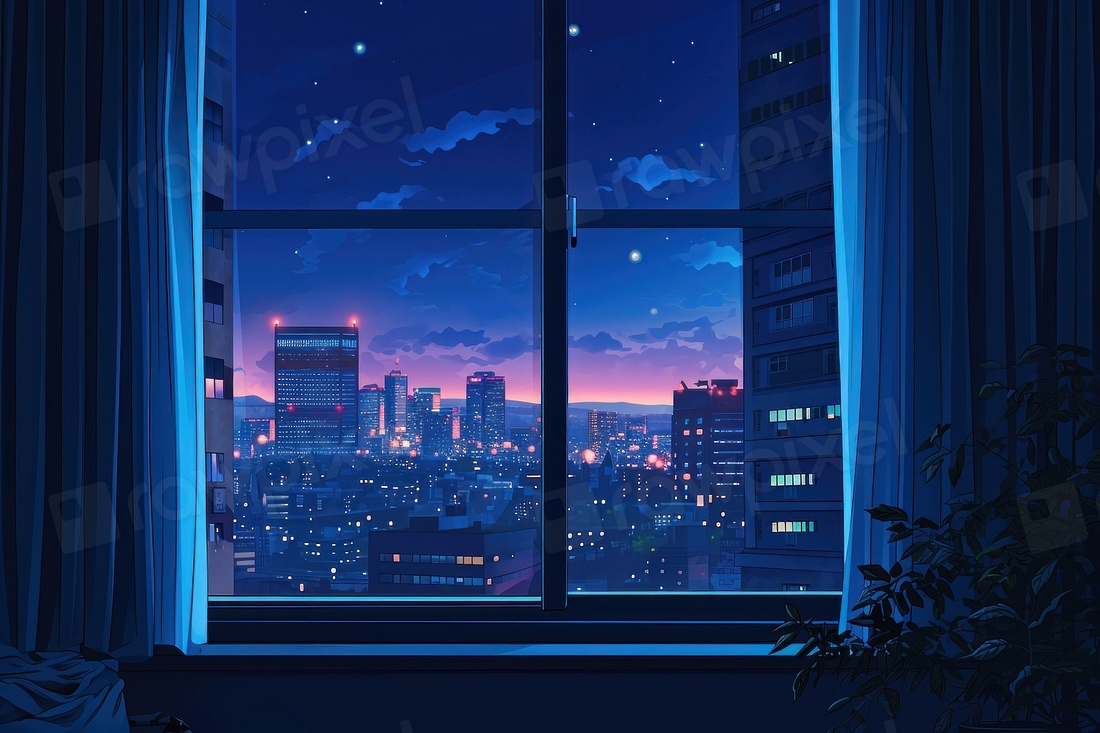 Looking window city night architecture | Premium Photo Illustration ...