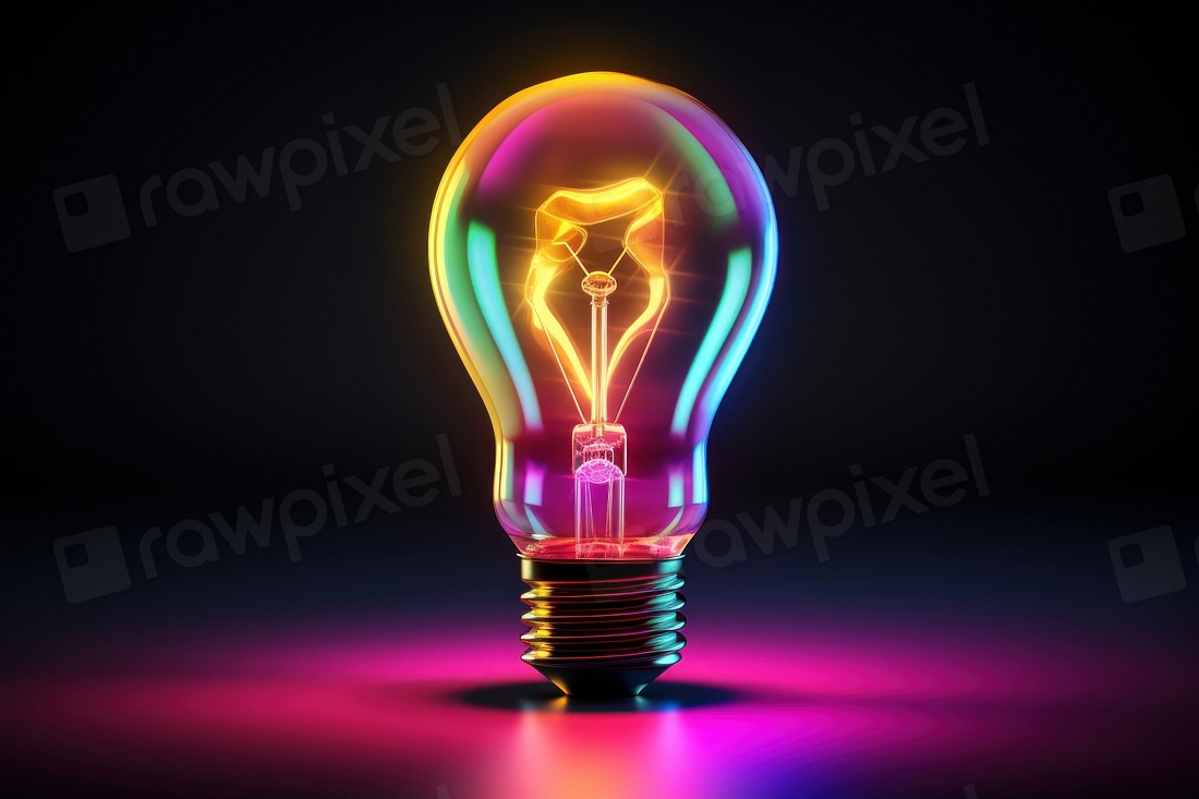 3D render neon light bulb | Free Photo Illustration - rawpixel