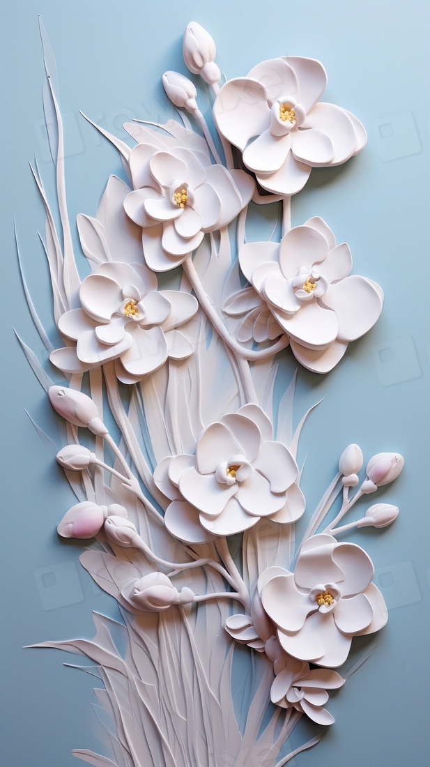 Orchid bas relief small pattern | Free Photo - rawpixel