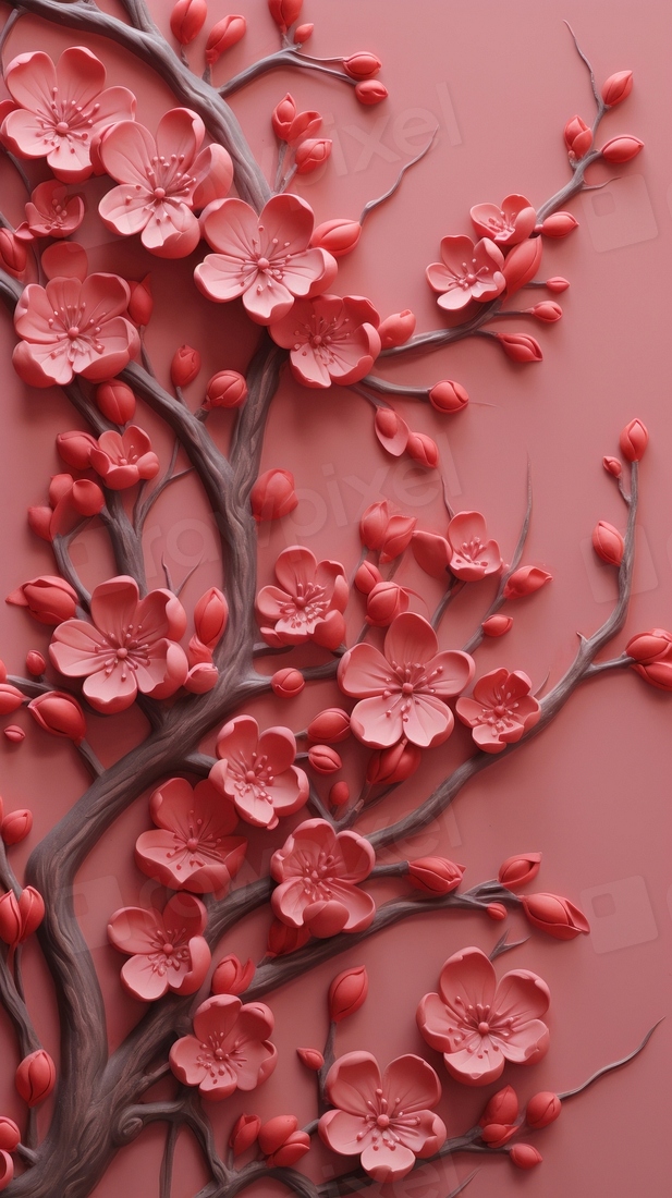 Cherry blossom bas relief pattern | Free Photo - rawpixel