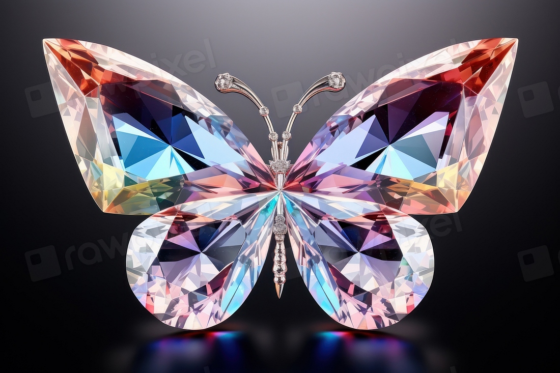 Butterfly gemstone crystal jewelry. | Free Photo Illustration - rawpixel