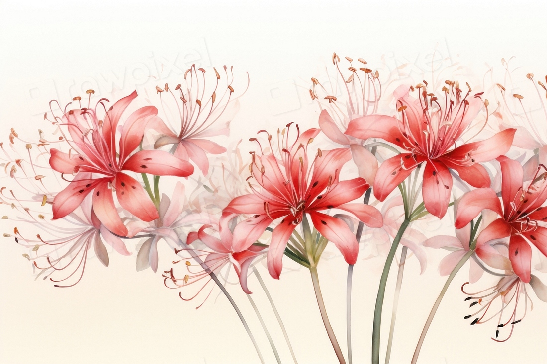 Red spider lily flowers border | Premium Photo Illustration - rawpixel