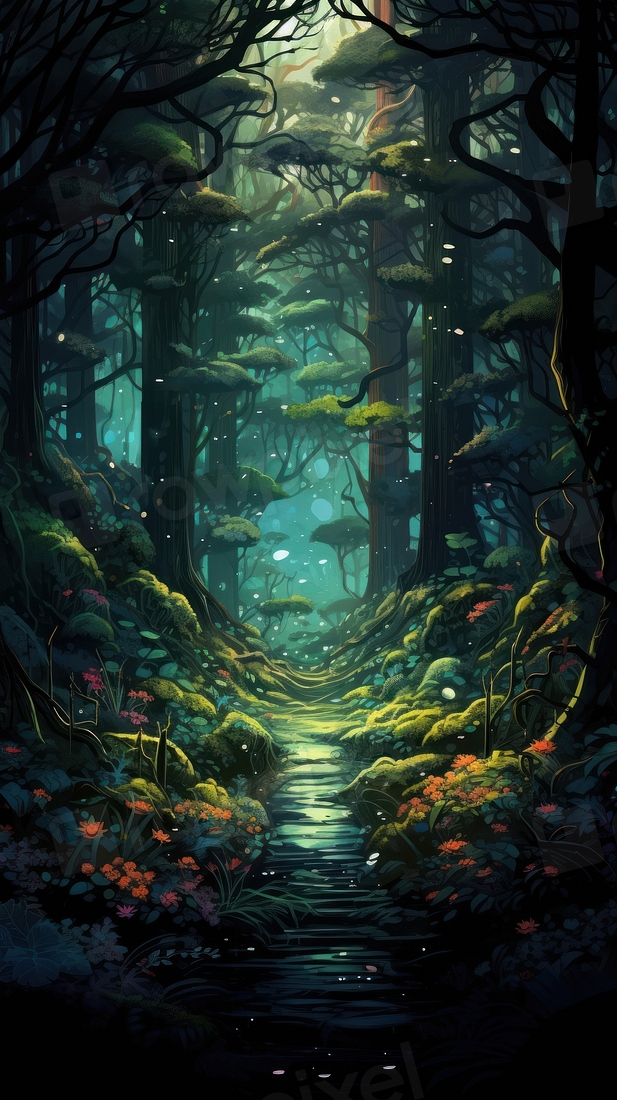 Isolated simple deep forest woodland | Free Photo Illustration - rawpixel